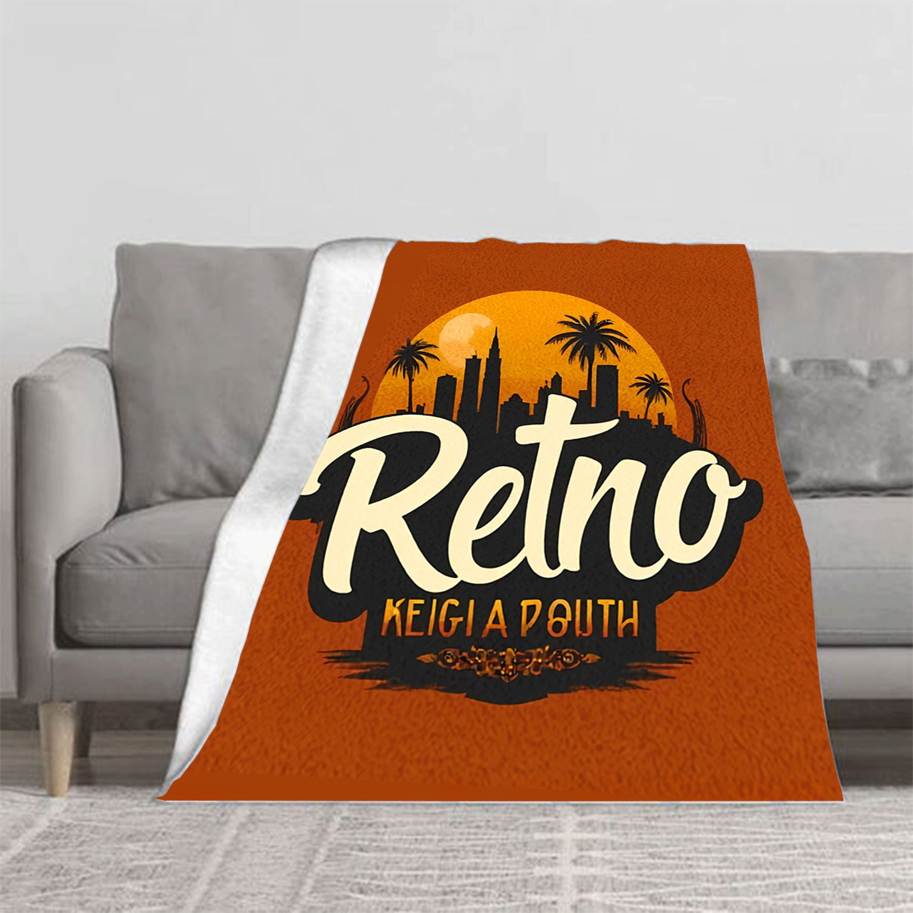 Durable Soft & Warm Flannel Blanket - Cozy Vintage Palm Tree Skyline ...