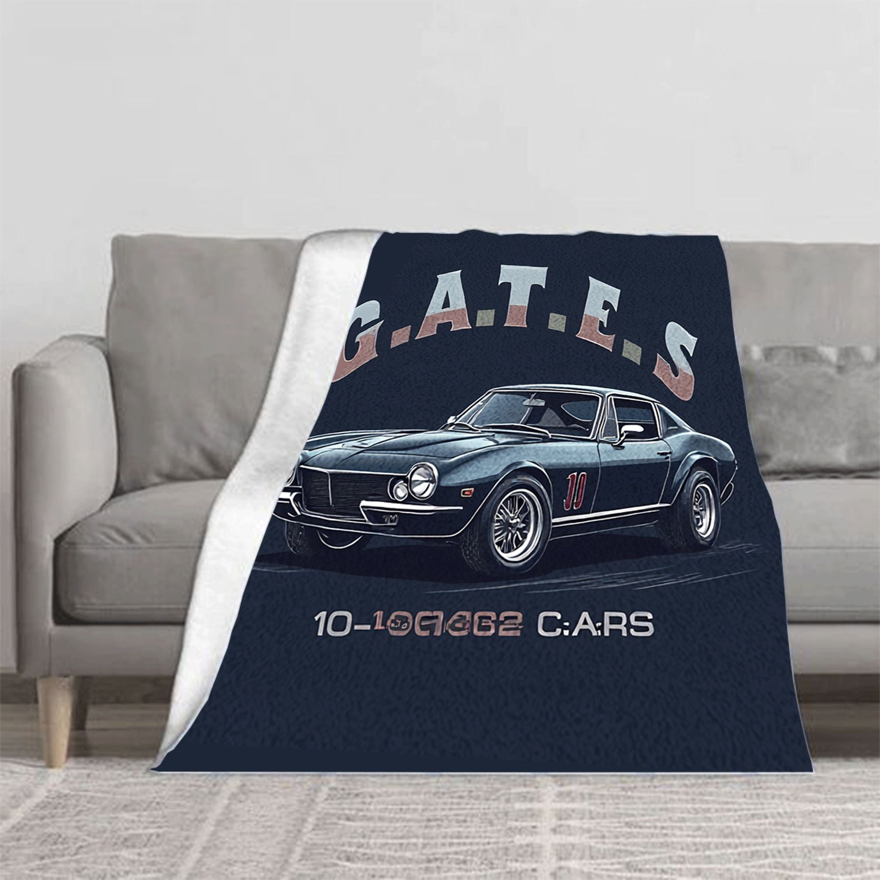 Durable Soft & Warm Flannel Blanket - Cozy Vintage Sports Car Design ...