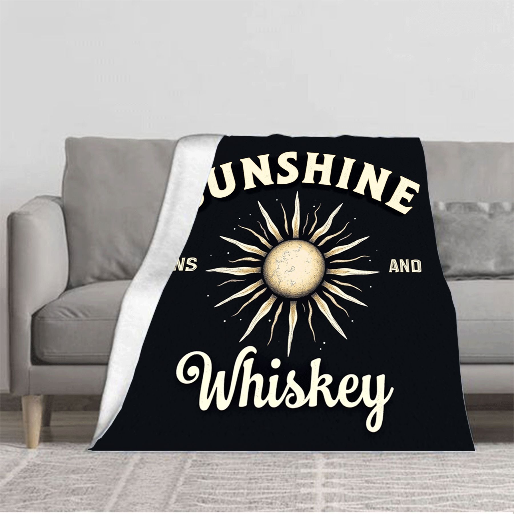 Durable Soft & Warm Flannel Blanket - Cozy Vintage Sun Design for Sofa ...