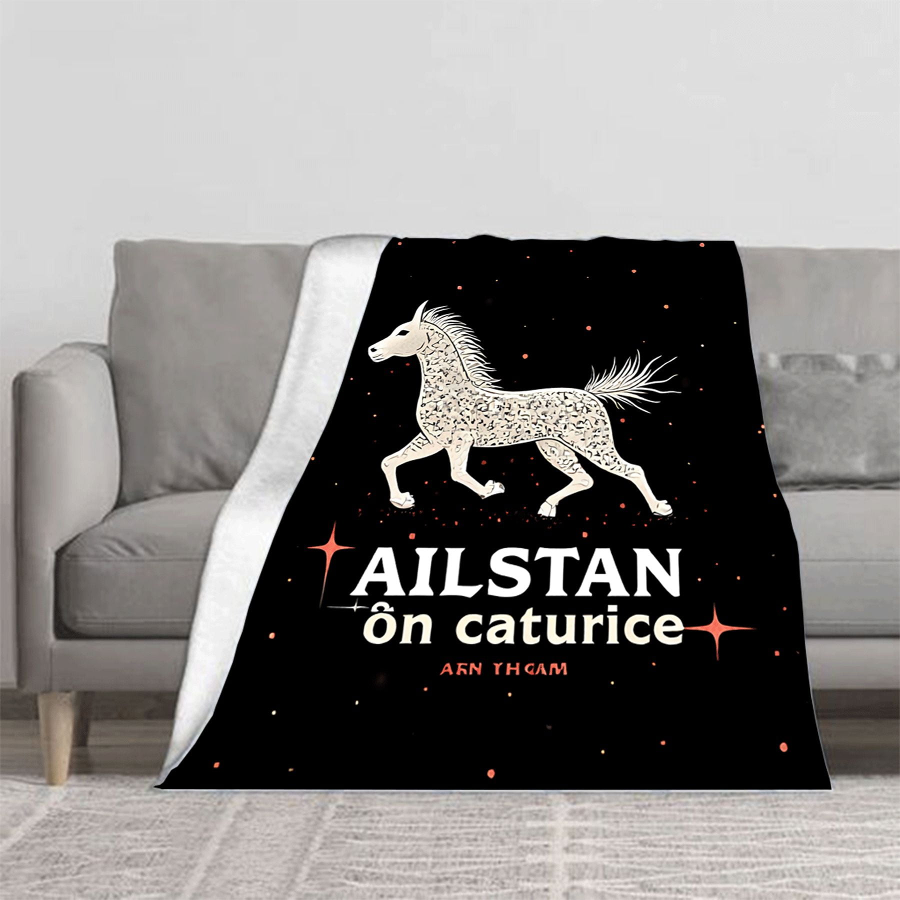 Durable Soft & Warm Flannel Blanket - Cozy White Horse with Black Spots ...