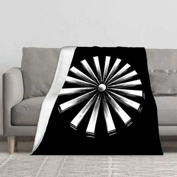 Durable Soft & Warm Flannel Blanket - Cozy Windmill Pattern Design for ...