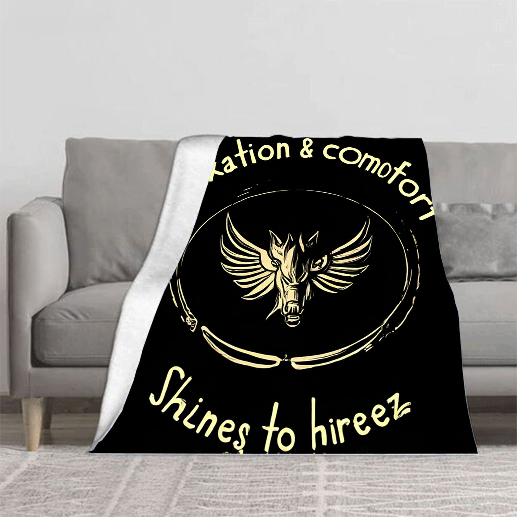 Durable Soft & Warm Flannel Blanket - Cozy Wolf Emblem Design with ...