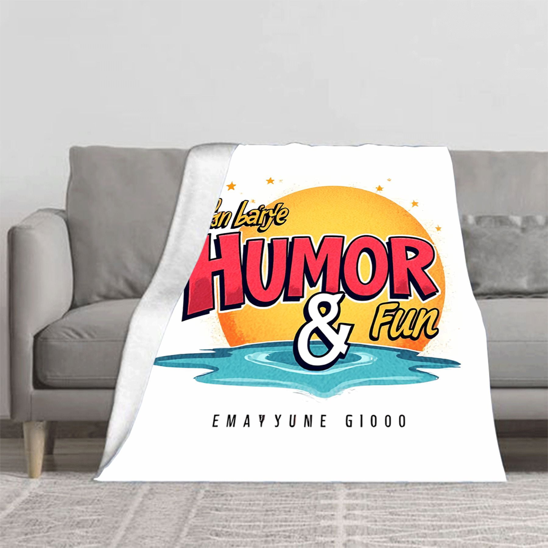 Durable Soft & Warm Flannel Blanket - Cozy Yellow Sun & Star Pattern ...