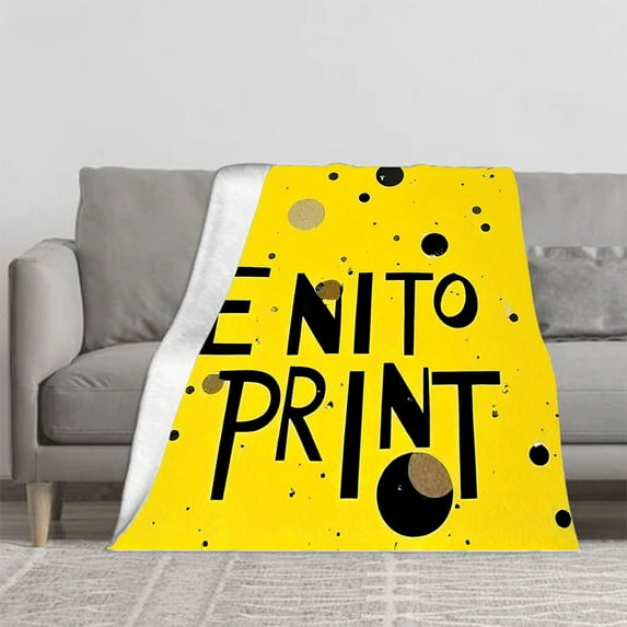 Durable Soft & Warm Flannel Blanket - Cozy Yellow with Black & Brown ...