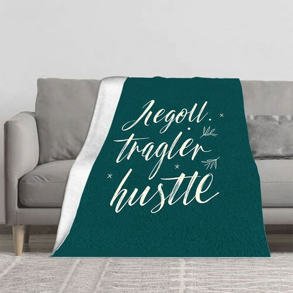 Durable Soft & Warm Flannel Blanket - Elegant Teal Design with White ...