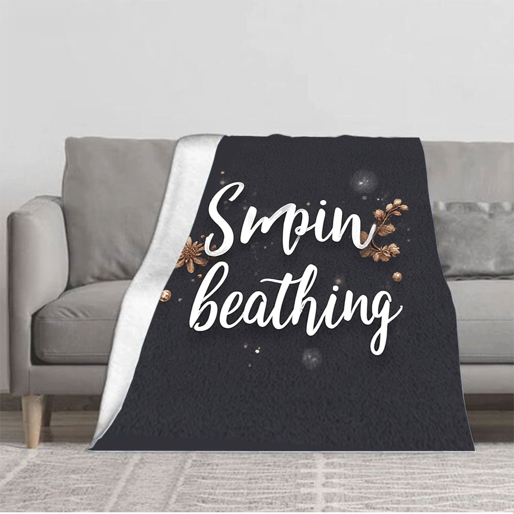 Durable Soft & Warm Flannel Blanket - Elegant White Cursive ' Beathing ...