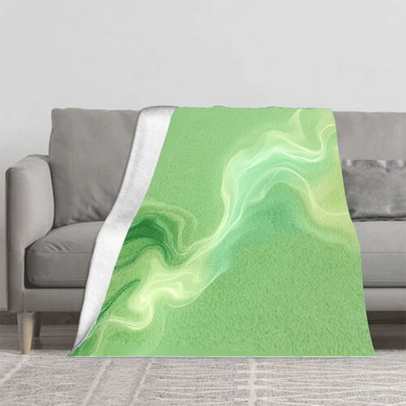 Durable Soft & Warm Flannel Blanket - Ethereal Green Gradient Design ...