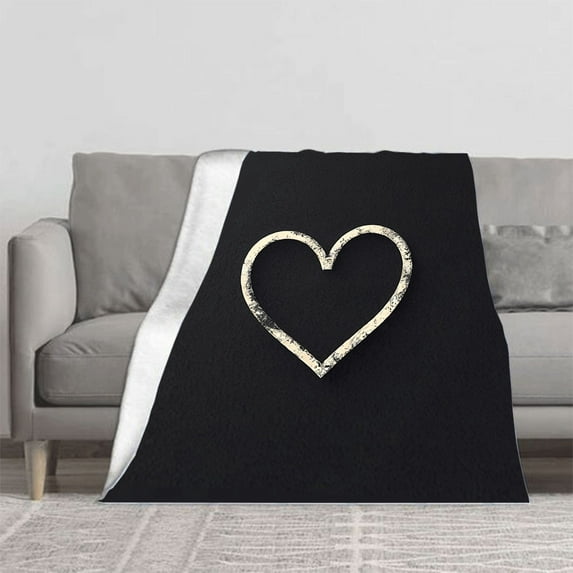 Durable Soft & Warm Flannel Blanket - Minimalist Heart Design Cozy for ...