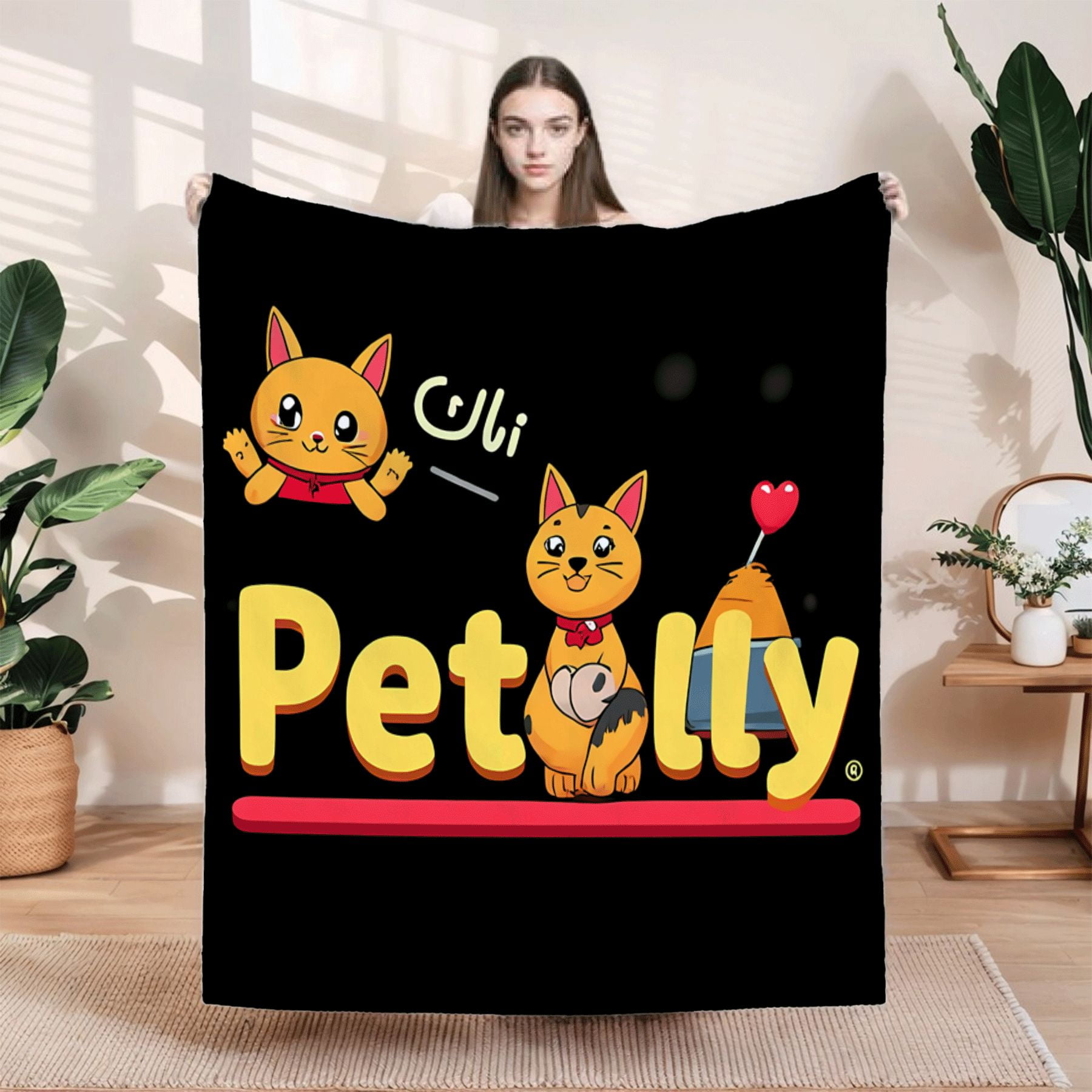Durable Soft & Warm Flannel Blanket - Playful Cartoon Cats Design Cozy ...