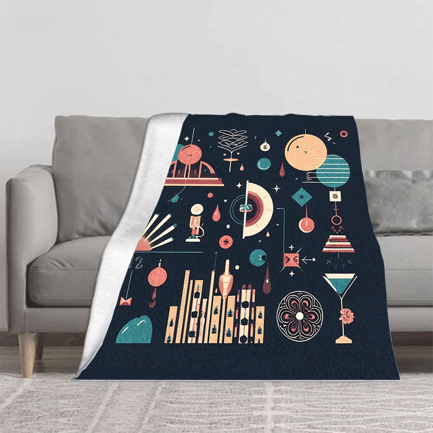 Durable Soft & Warm Flannel Blanket - Retro - Futuristic Abstract ...