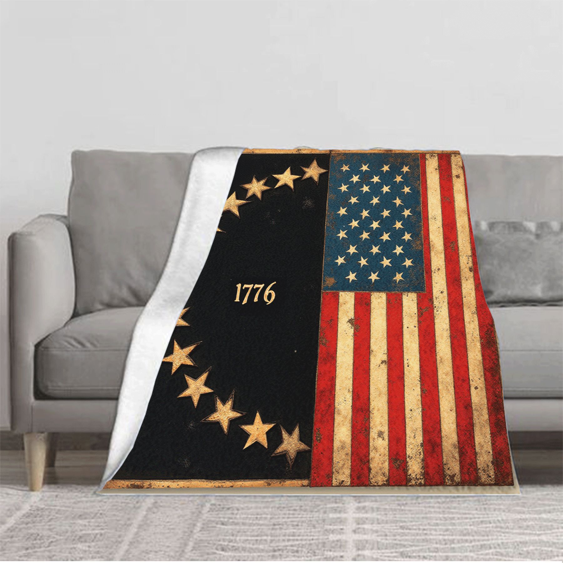 Durable Soft & Warm Flannel Blanket - Vintage American Flag Design with ...