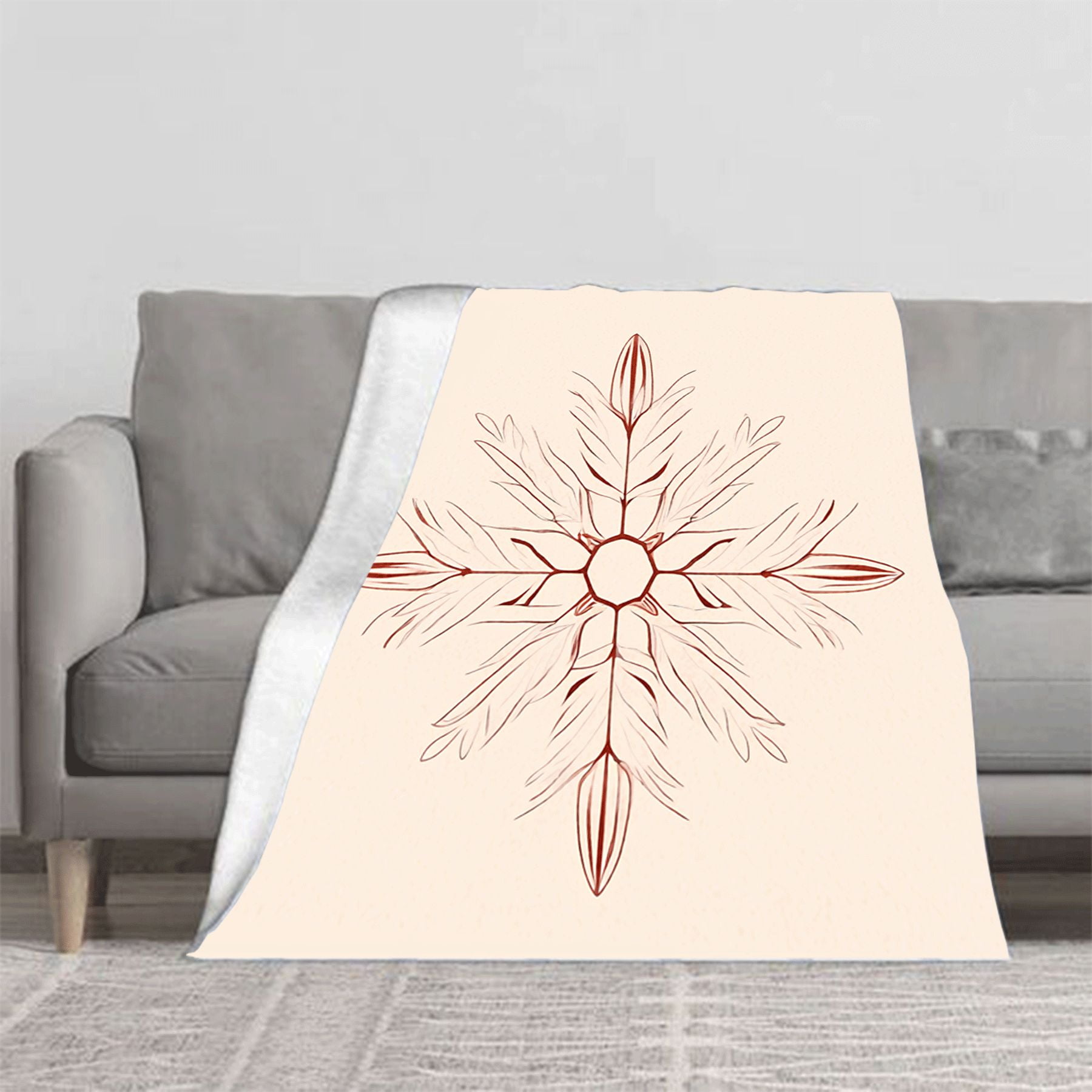 Durable Soft & Warm Flannel Blanket with Elegant Snowflake & Leaf ...