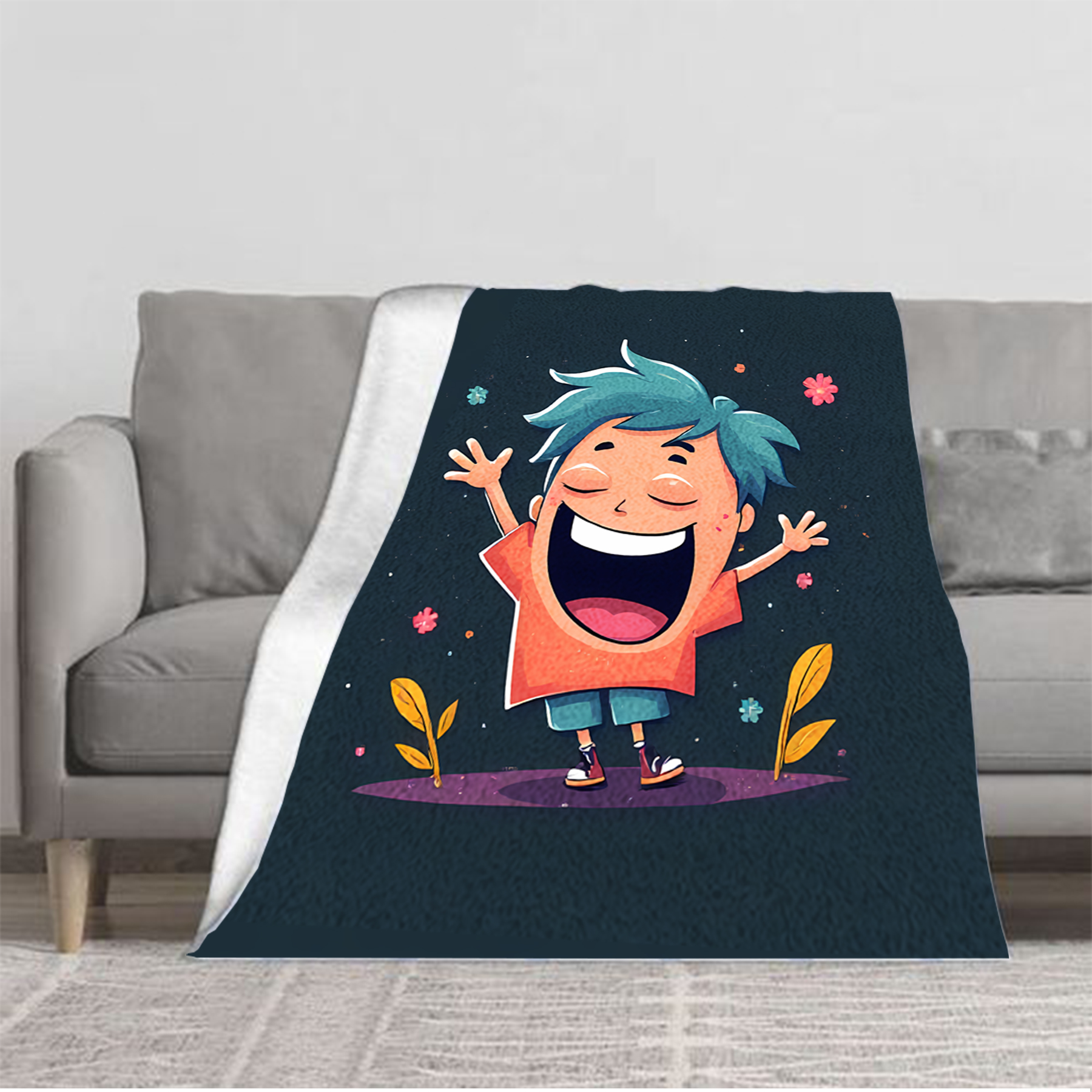 Durable Soft and Warm Flannel Blanket - Cozy Cartoon Character Design ...