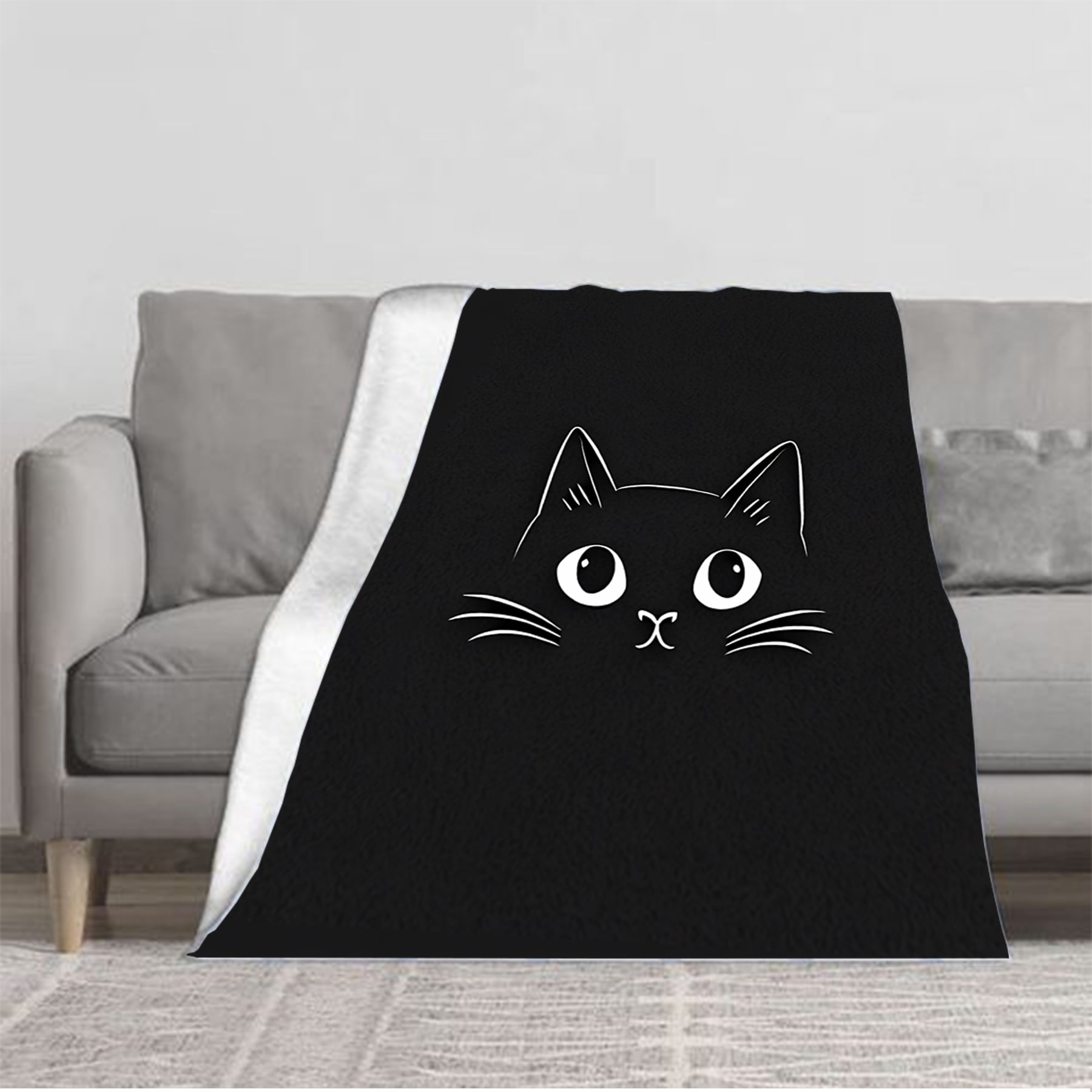 Durable Soft and Warm Flannel Blanket - Cozy Cat Face Design for Sofa ...