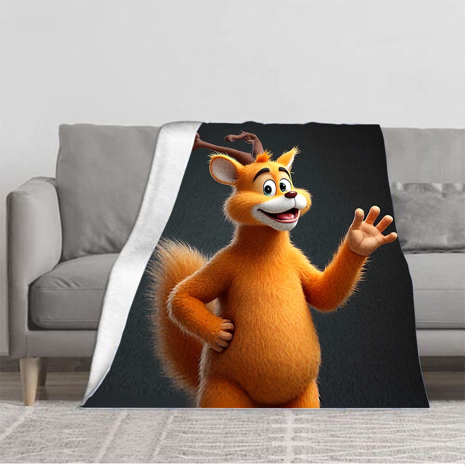 Durable Soft and Warm Flannel Blanket - Cozy Fox Pattern Design for Sofa Travel Bed and Chair ...