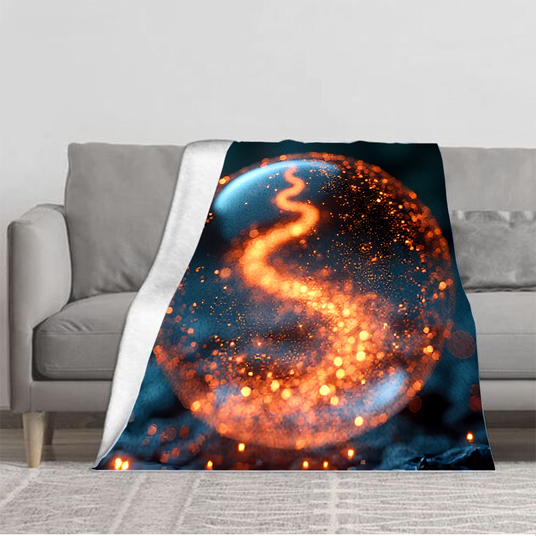 Durable Soft and Warm Flannel Blanket - Cozy Orange Spark Pattern for ...