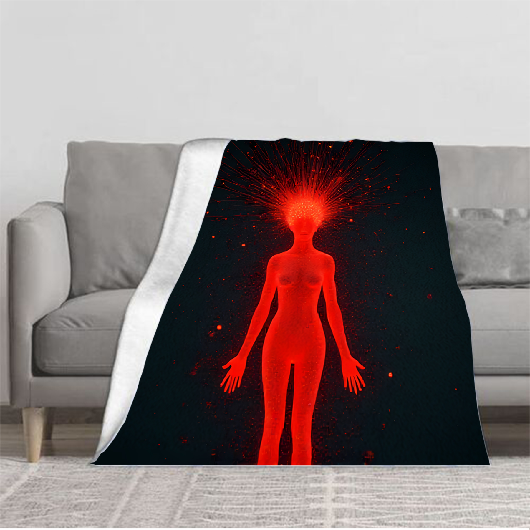 Durable Soft and Warm Flannel Blanket - Cozy Red Energy Burst Design ...
