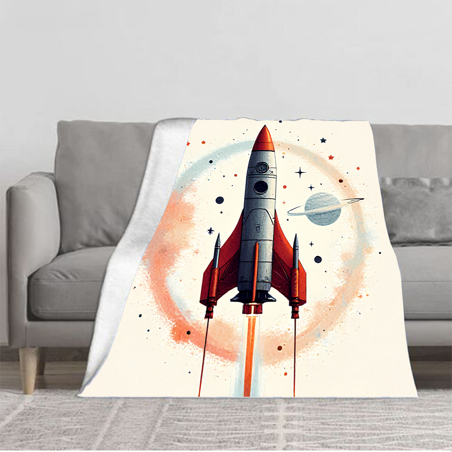 Durable Soft and Warm Flannel Blanket - Cozy Space-Themed Design with ...
