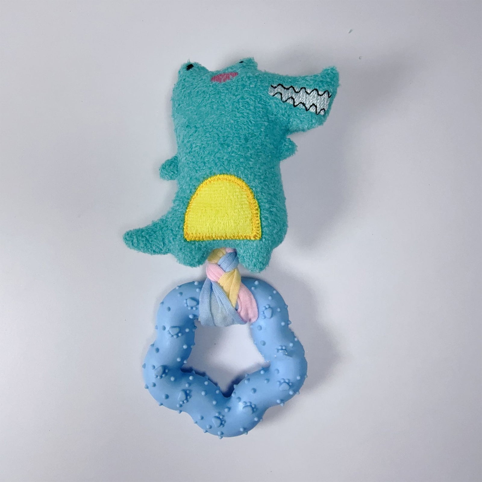 Durable Squeaky Dog Toys, Plush Animal & Rubber Ring Combo, Teething ...