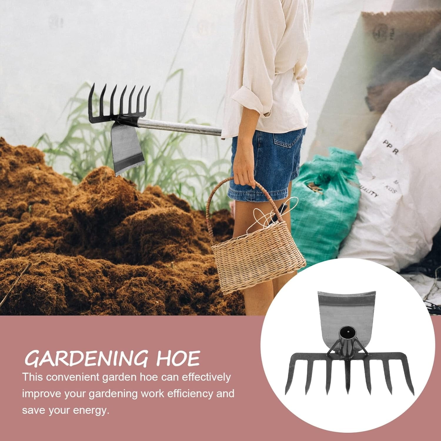 Durable Stainless Steel Handheld Garden Rake Tool for Easy Weeding and ...