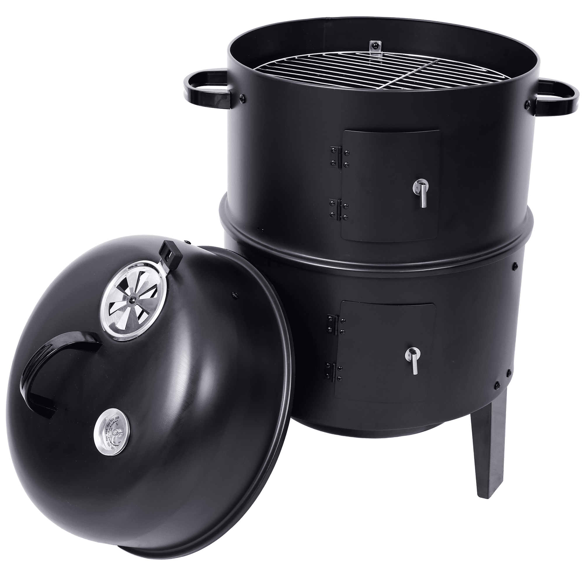 Durable Steel Round Grill for Outdoor Cooking, Black-17-Inch Heavy-Duty ...