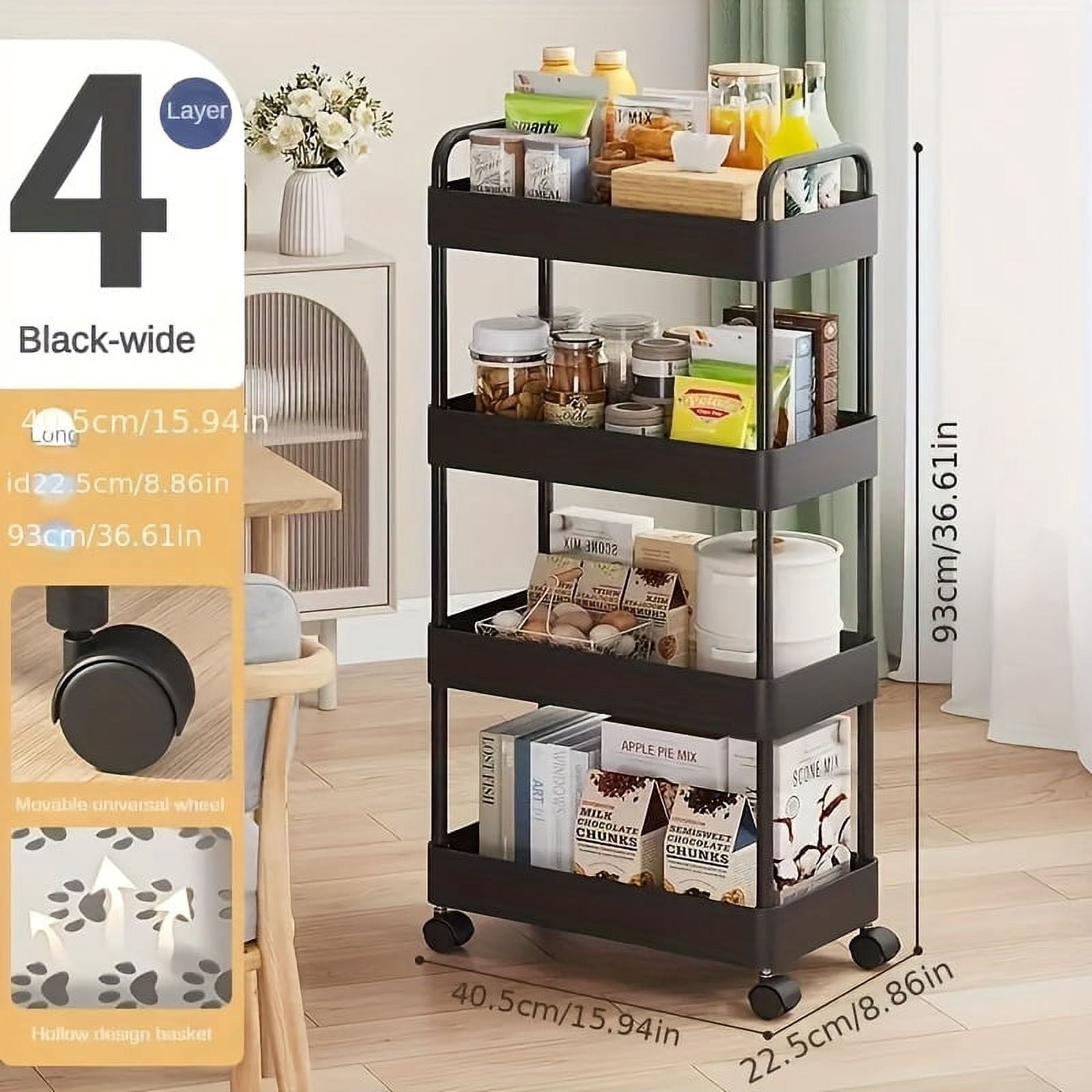 [Durable Storage Cart] 3-Tier Durable Plastic Rolling Storage Cart ...