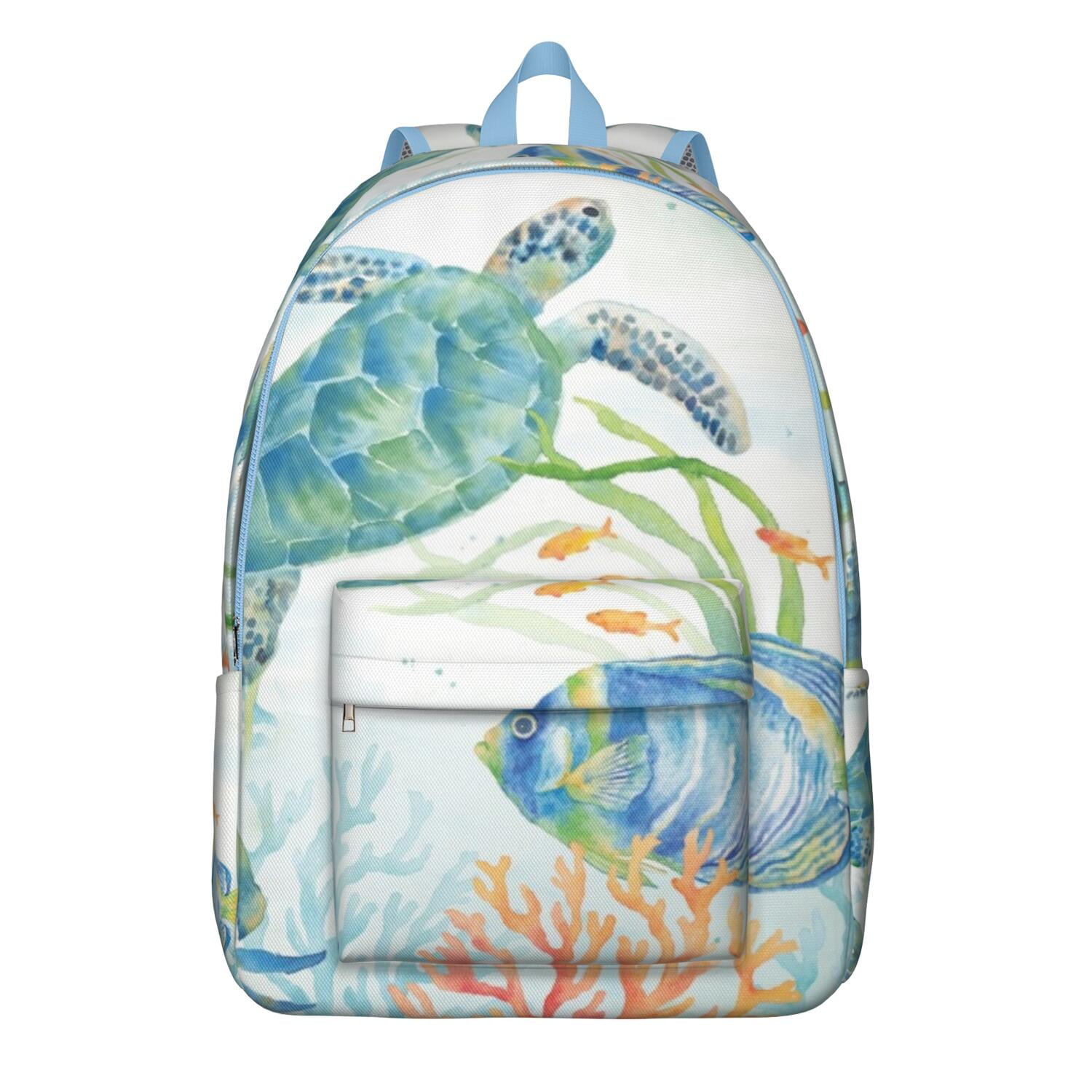 Durable Student Backpack with Cute Turtle and Marine Life Pattern ...