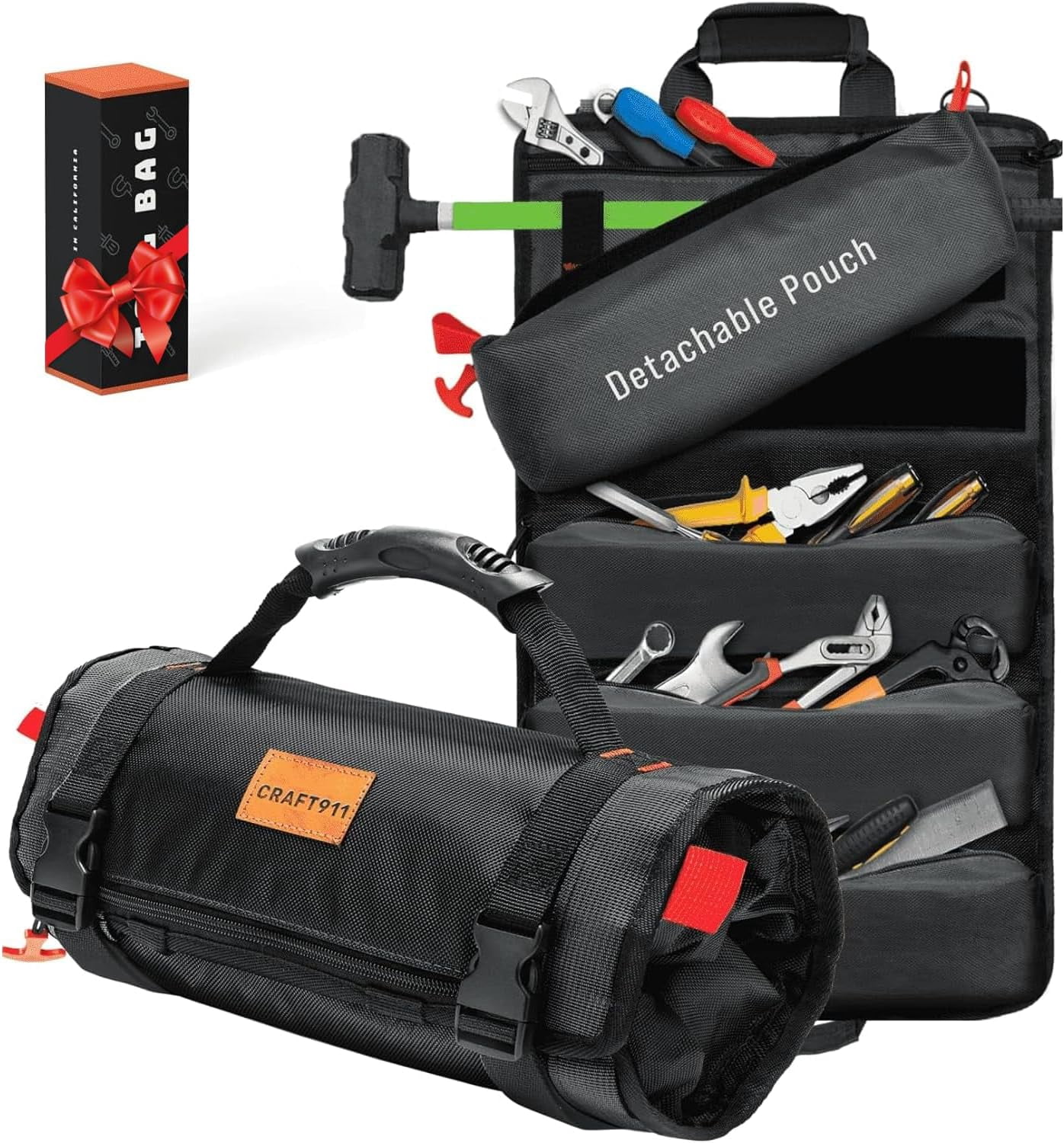 Durable Tool Bag Organizers w/Detachable 6 Tool Pouches - Small Tool ...
