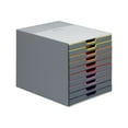 Durable VARICOLOR 10-Compartment Stackable Plastic Drawer Box Gray ...