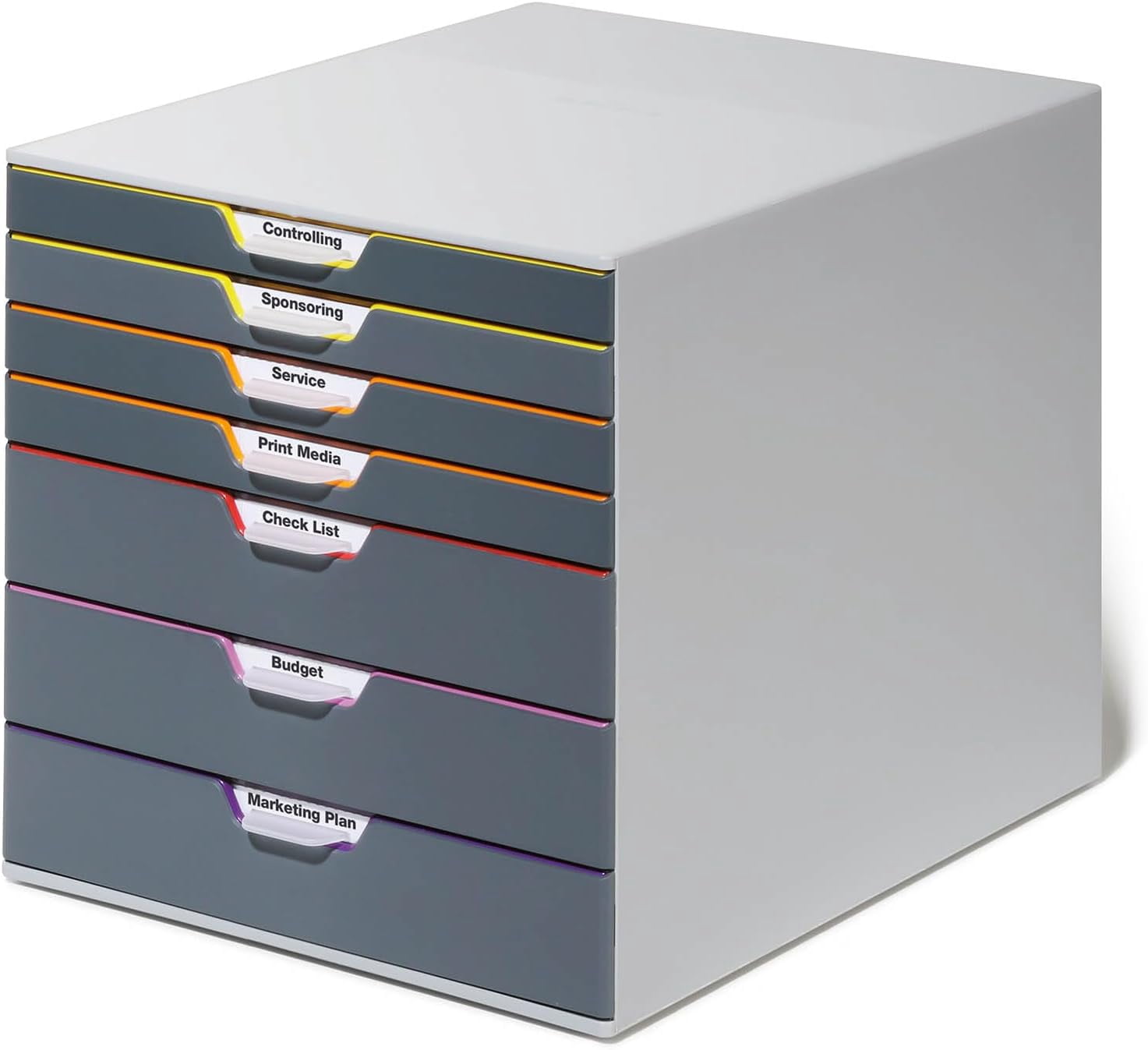Durable Varicolor 10 Drawer Unit - Grey Desk Drawer Set with 10 Color ...
