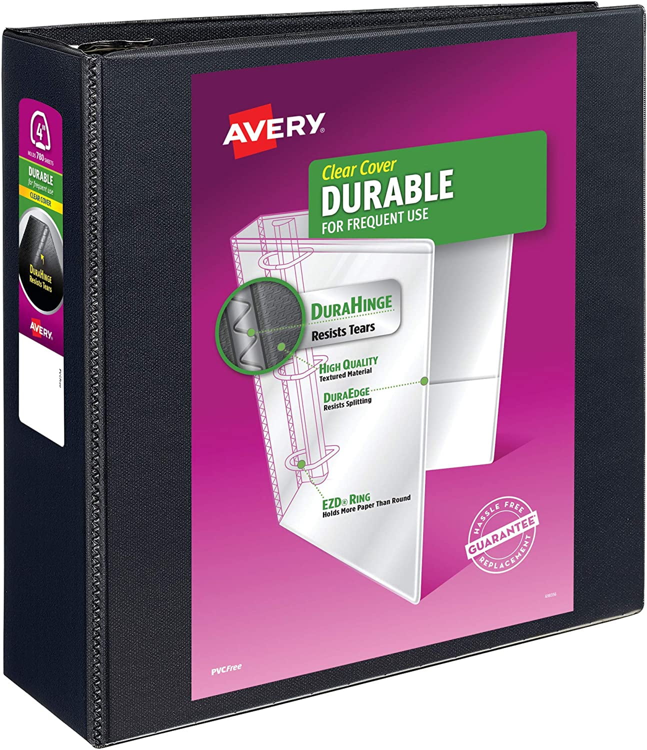 Durable View 3 Ring Binder, 4 Inch EZD Rings, 1 Black Binder (09800 ...