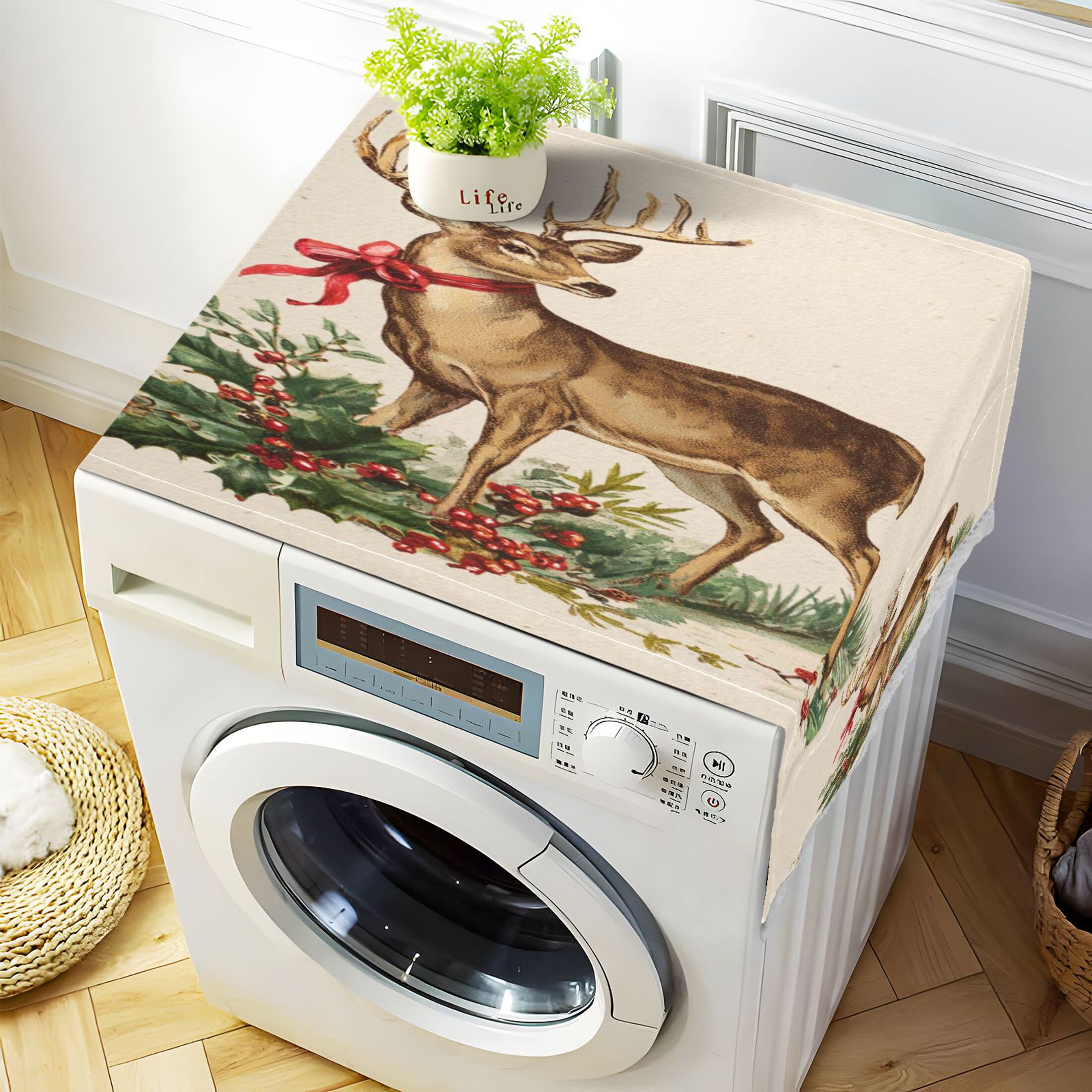Durable Washer Cover 51.2x22in with White Lace Trim and Side Pocket ...