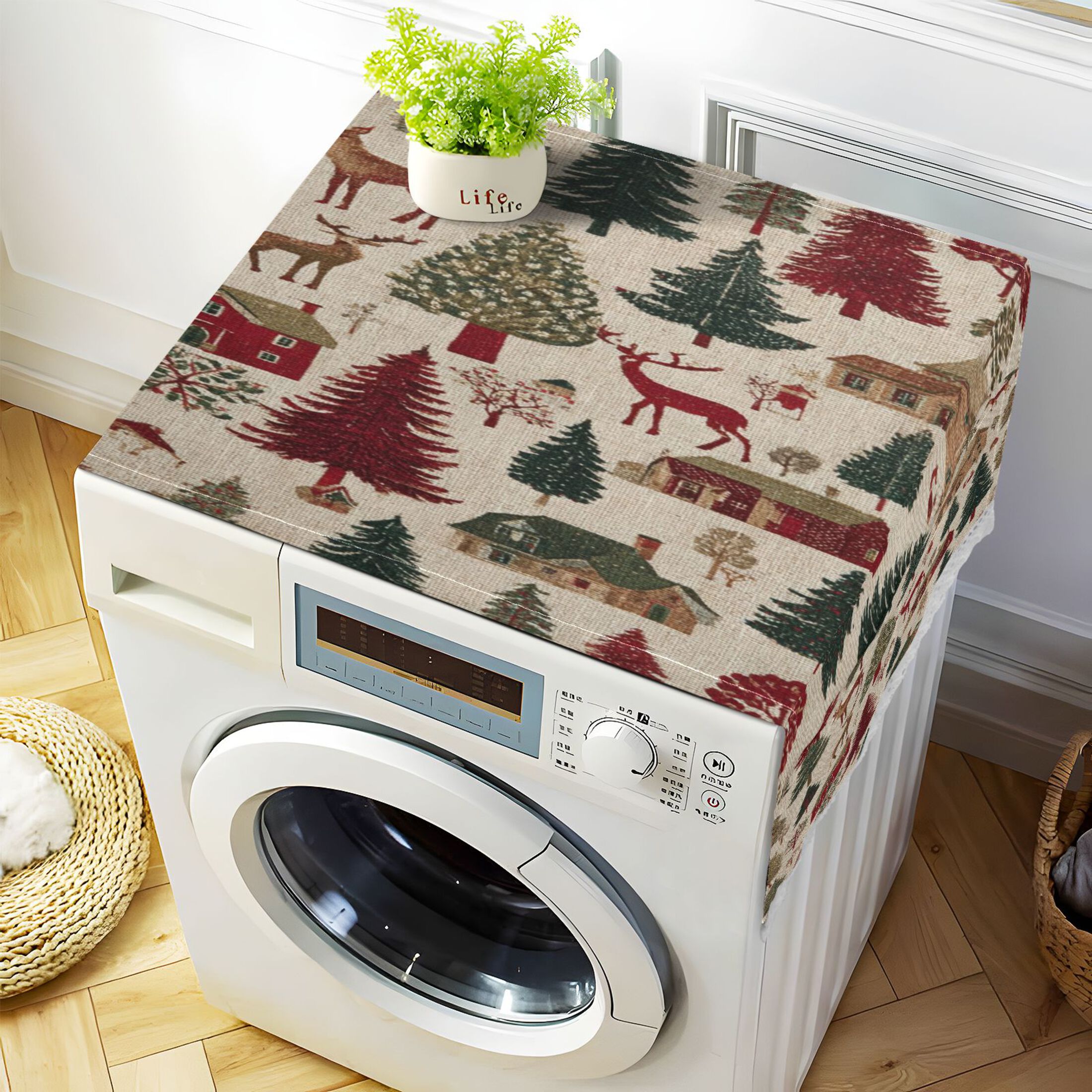 Durable Washer Cover 51.2x22in with White Lace Trim and Side Pocket ...