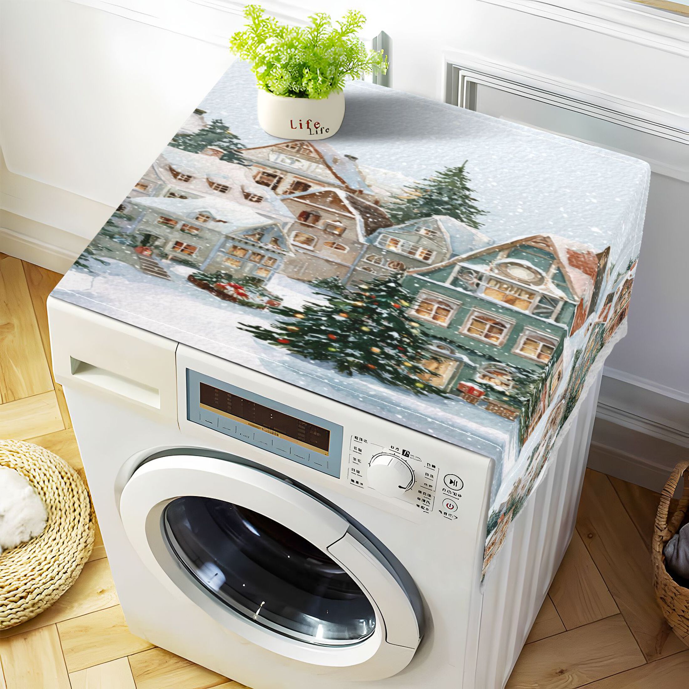 Durable Washer Cover 51.2x22in with White Lace Trim and Side Pocket ...