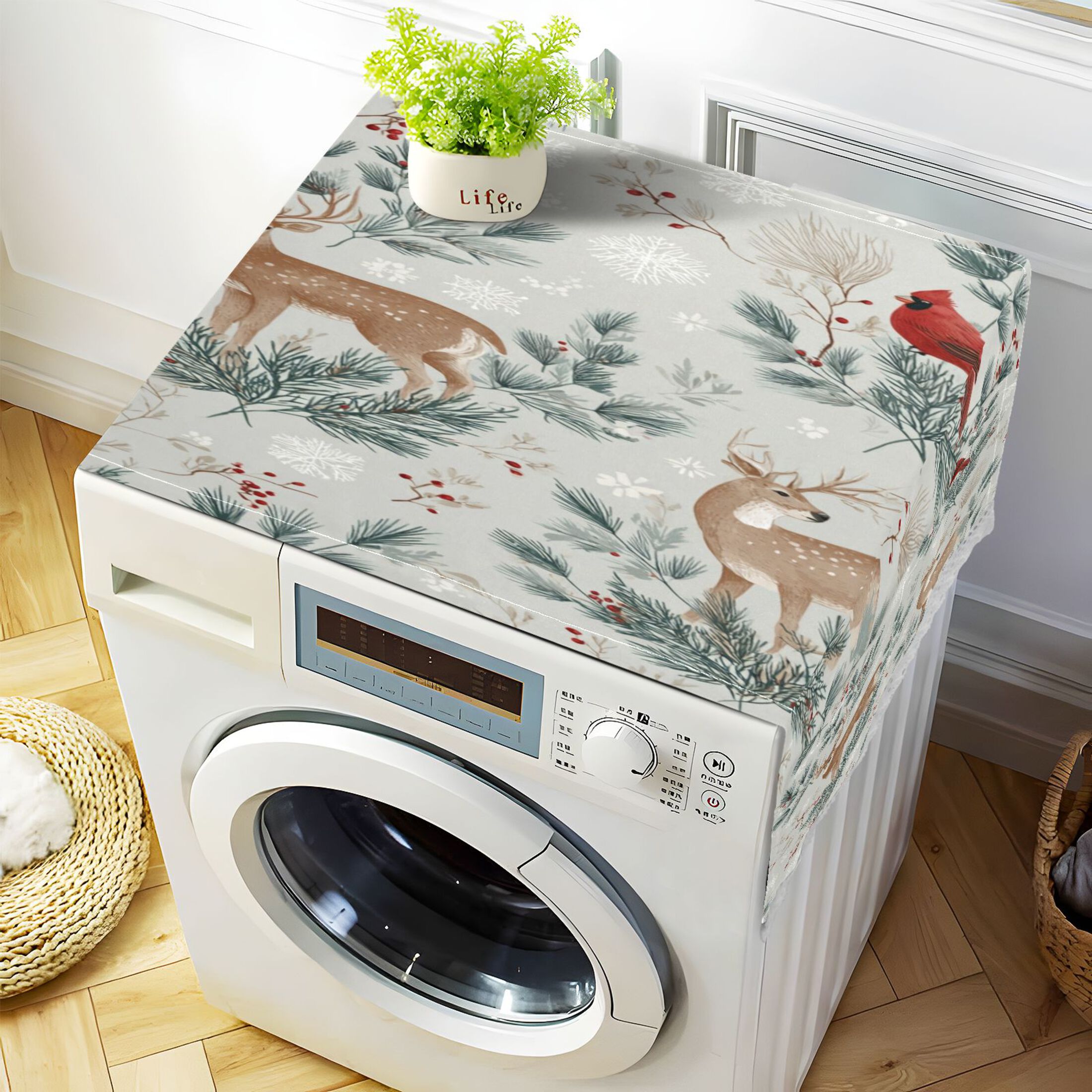 Durable Washer Cover 51.2x22in with White Lace Trim and Side Pocket ...