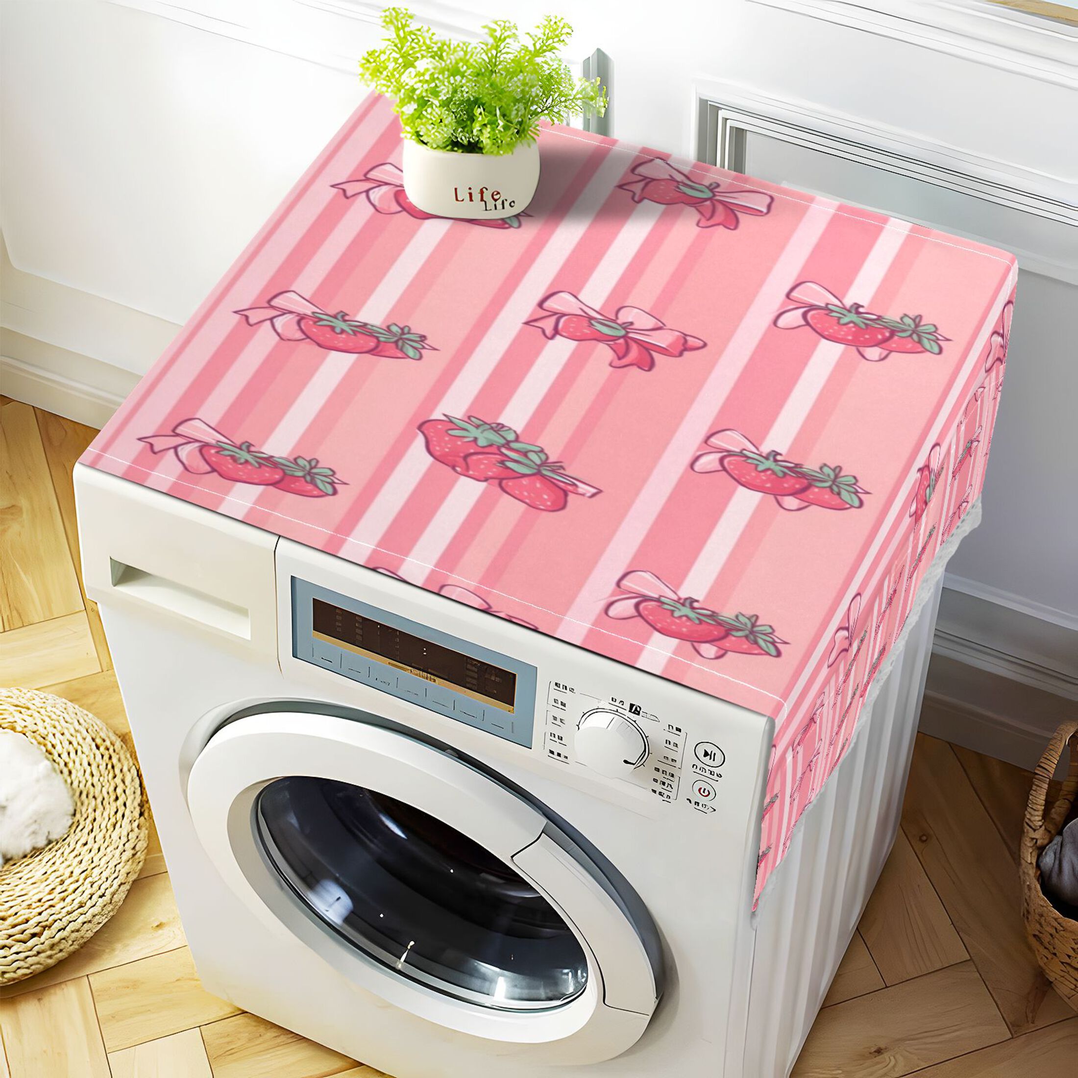 Durable Washer Cover 51.2x22in with White Lace Trim and Side Pocket ...