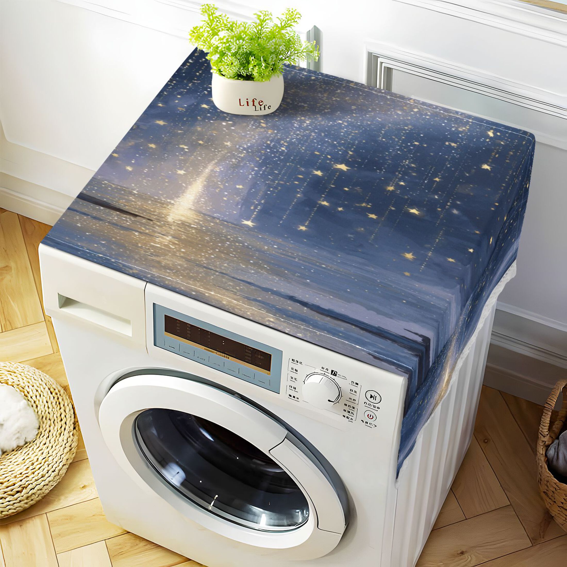 Durable Washer Cover 51.2x22in with White Lace Trim and Side Pocket ...