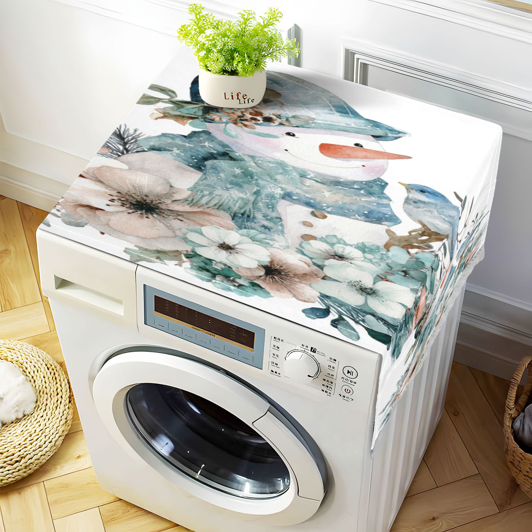 Durable Washer Cover 51.2x22in with White Lace Trim and Side Pocket ...