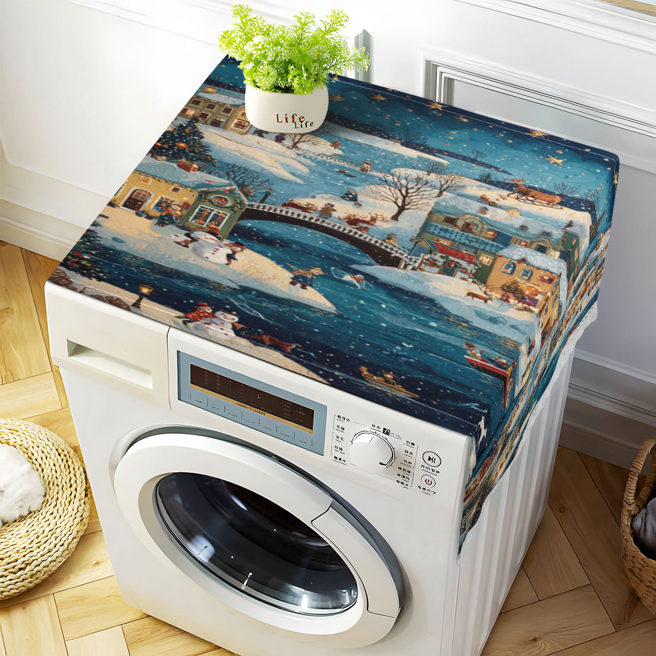 Durable Washer Cover 51.2x22in with White Lace Trim and Side Pocket ...