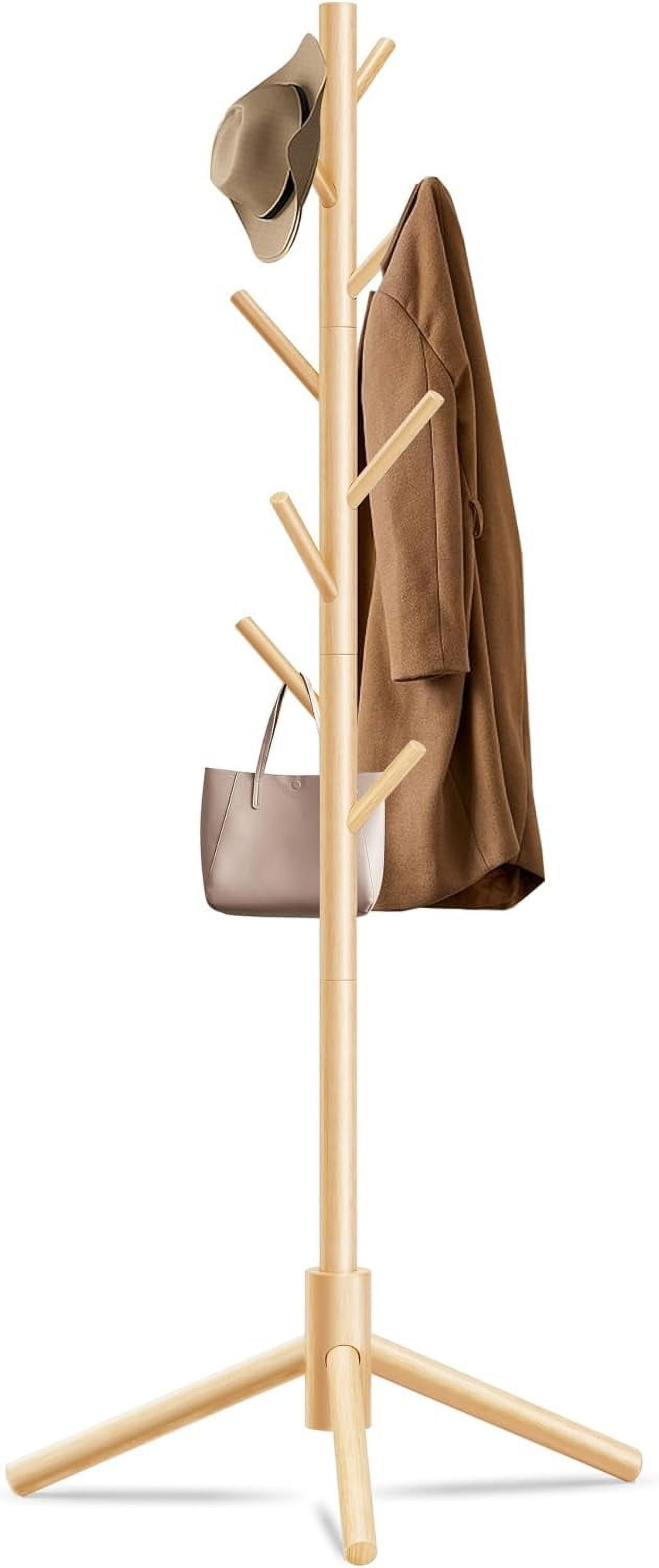 Durable Wooden Coat Rack, Freestanding Coat Rack with Stable Triangular ...