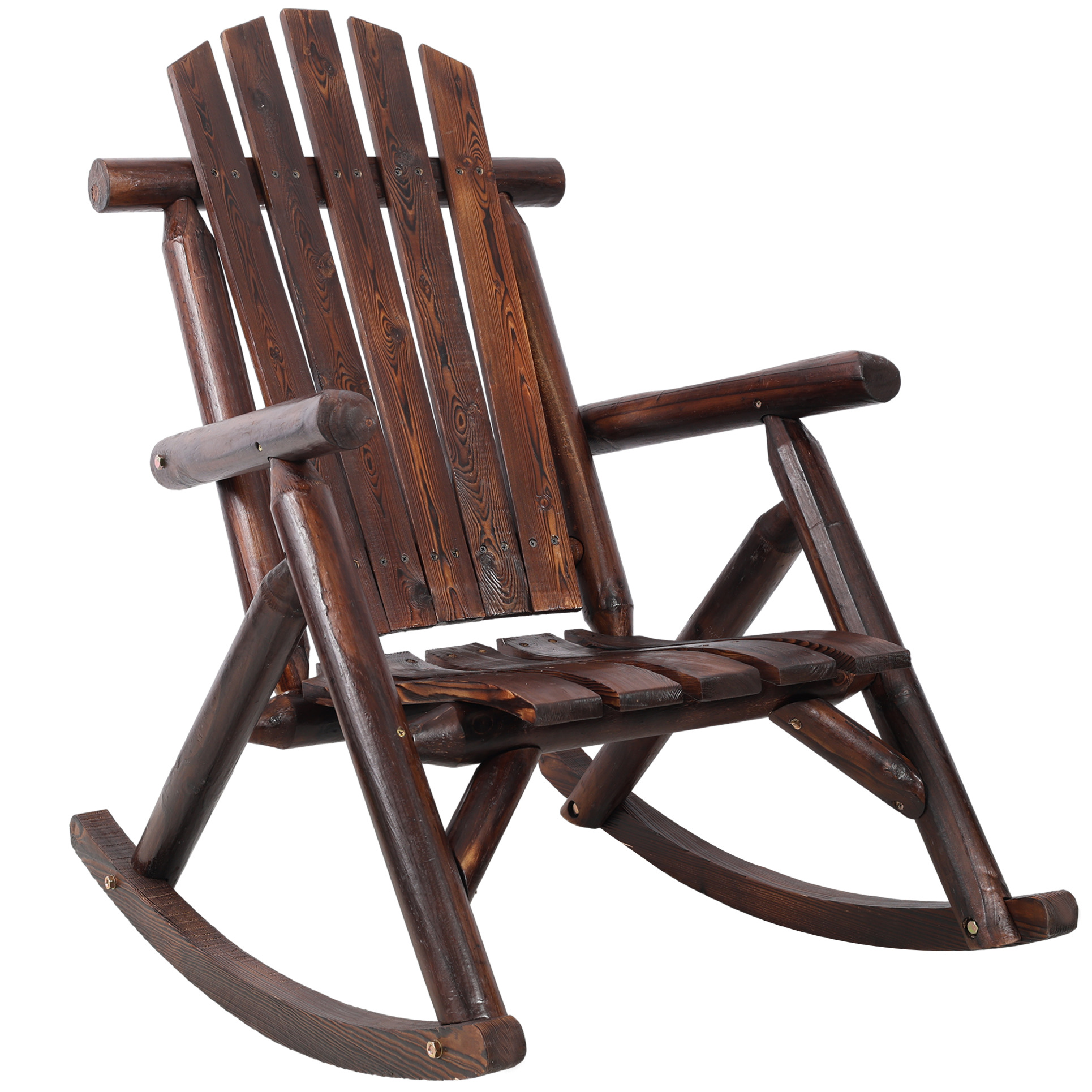Durable Wooden Rocking Chair for Porch and Patio, Fir Log Outdoor ...