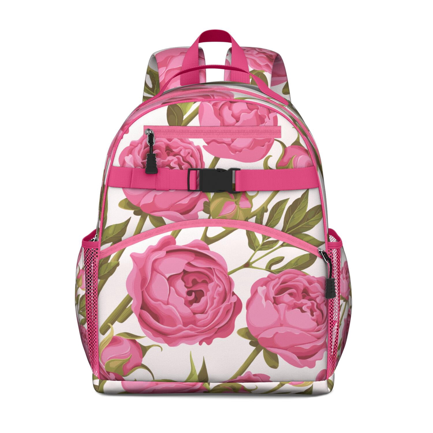 Durable floral student backpack, lightweight, water-resistant, multiple ...