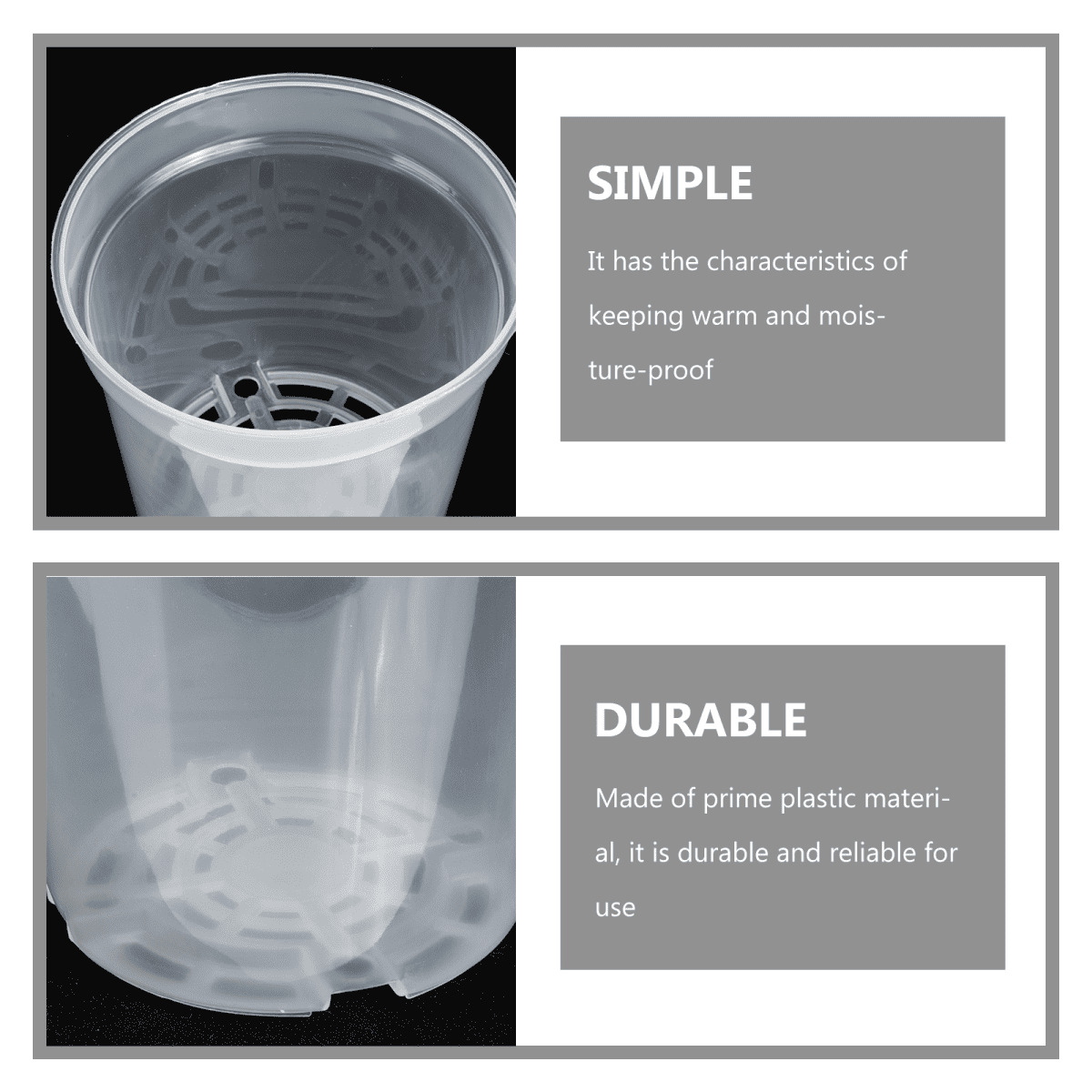 Durable and stylish set of 5 transparent plastic flower cups and orchid ...