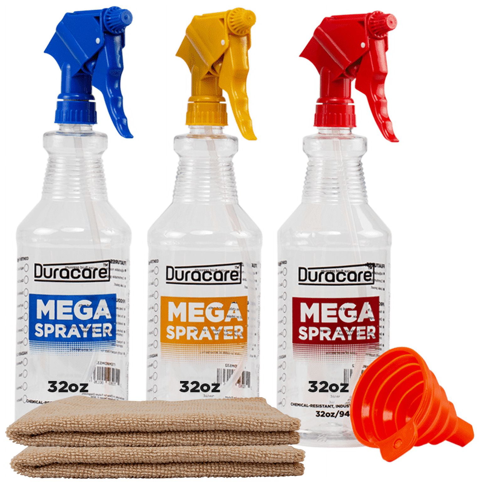 Duracare Clear Spray Bottles - Chemical Resistant & Leak Proof Plastic ...