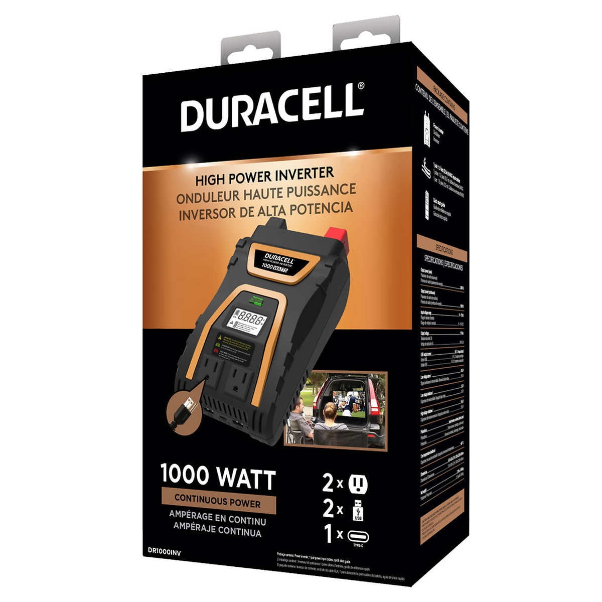 Duracell Electric Home Battery, 1000W Power Inverter with AC Outlets ...