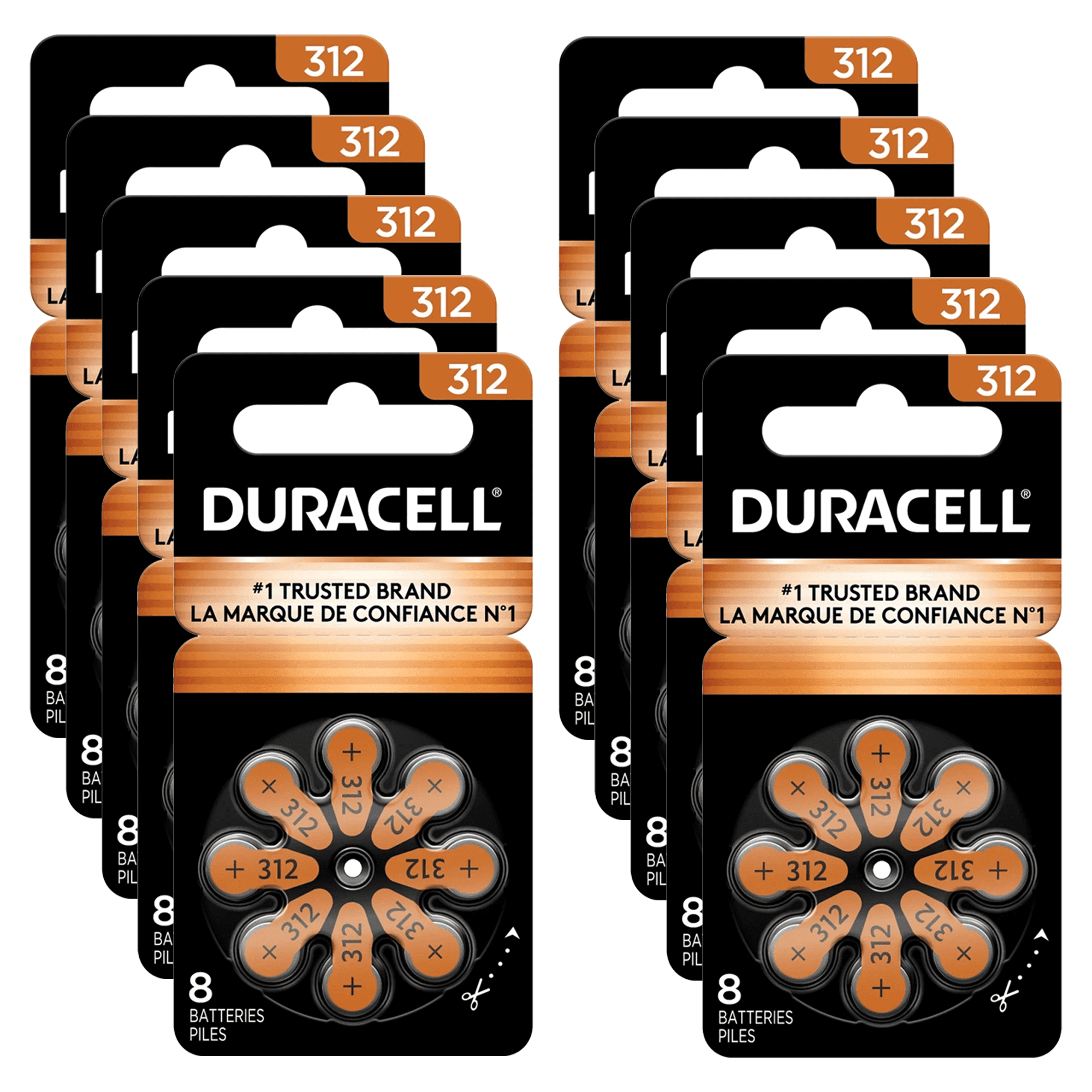 Duracell Hearing Aid Batteries Size 312, 80 Reliable Zinc Power ...