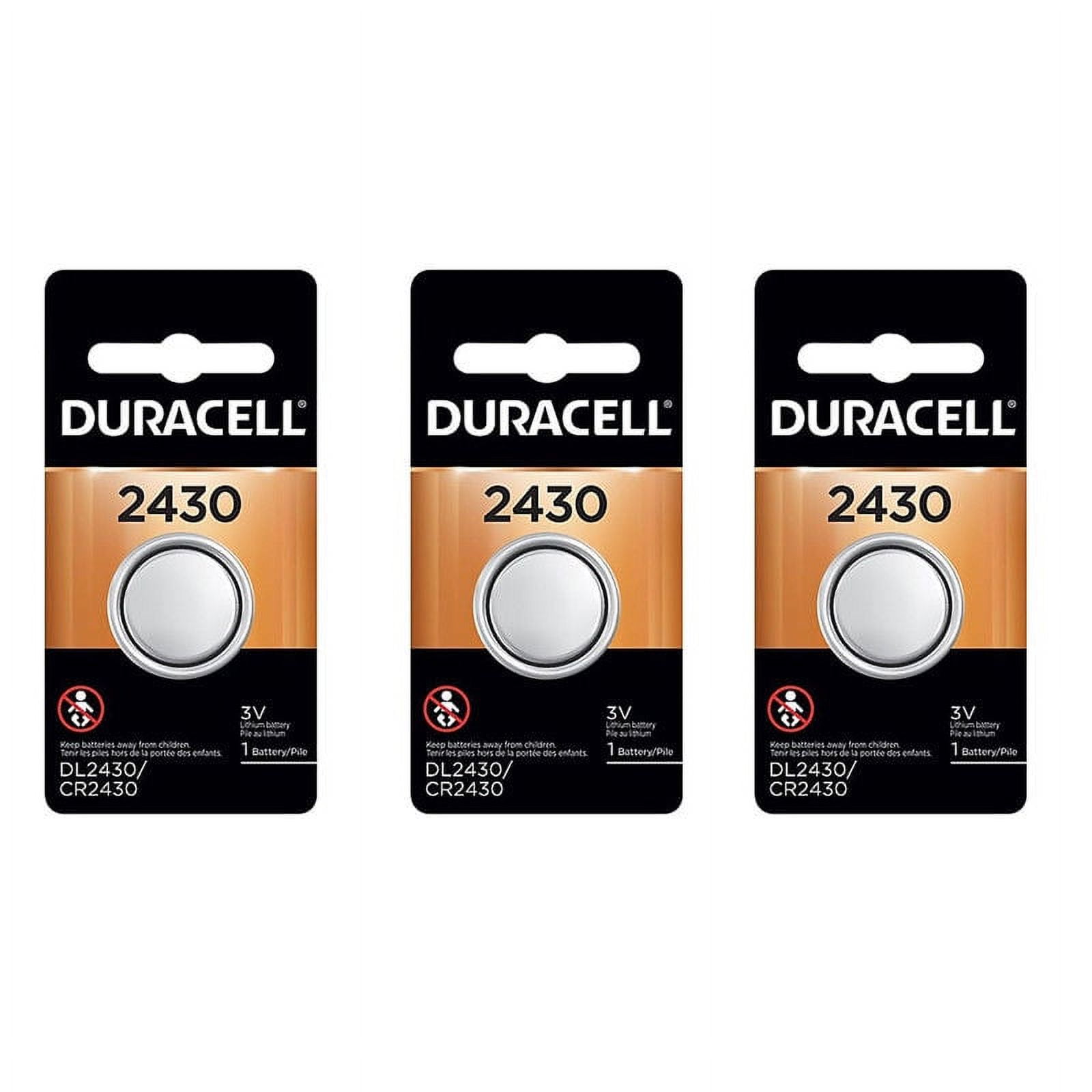 Duracell Lithium Battery, DL2430 3V, Pack of 3, High Capacity 280mAh, Watch and Calculator Use ...