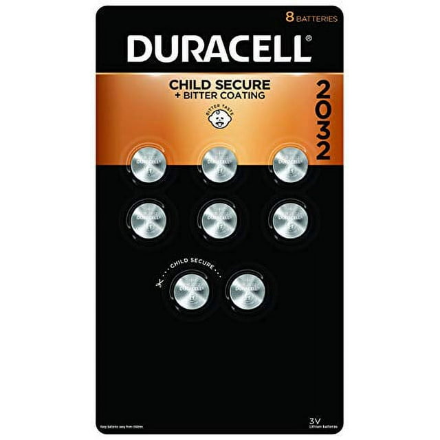 Duracell CR2032 3V Lithium Battery, Child Safety Features, 8 Count Pack ...