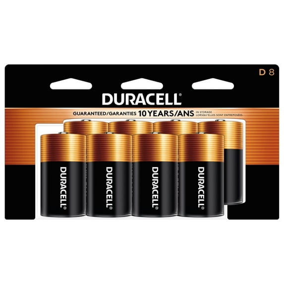 Duracell Coppertop D Batteries, 8 Count Pack, D Battery with Long-lasting Power, All-Purpose ...