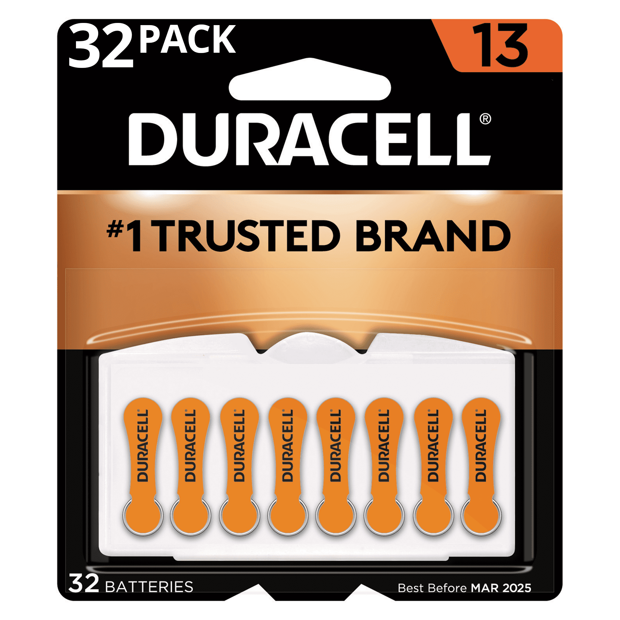 Duracell Size 13 Hearing Aid Batteries, 32 Pack with Easy-Fit Tab ...